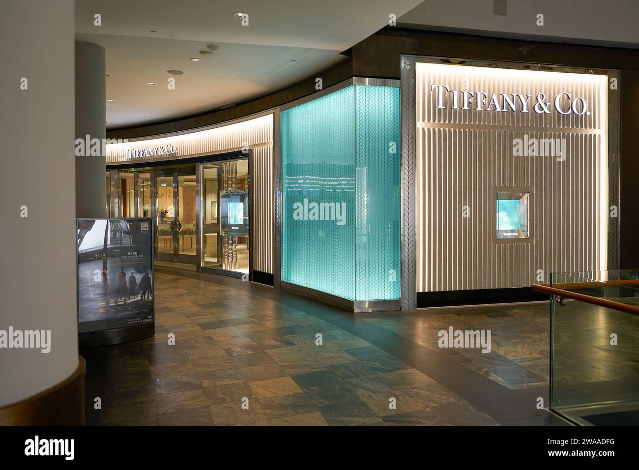 SINGAPORE - NOVEMBER 05, 2023: Tiffany and Co storefront inside the ...