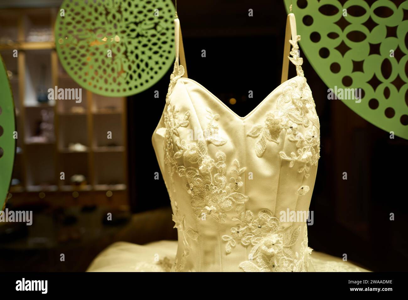 SINGAPORE - NOVEMBER 05, 2023: close up shot of dress displayed at ...