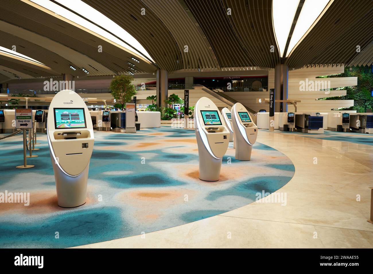 SINGAPORE - NOVEMBER 06, 2023: self check-in kiosks in Singapore Changi ...