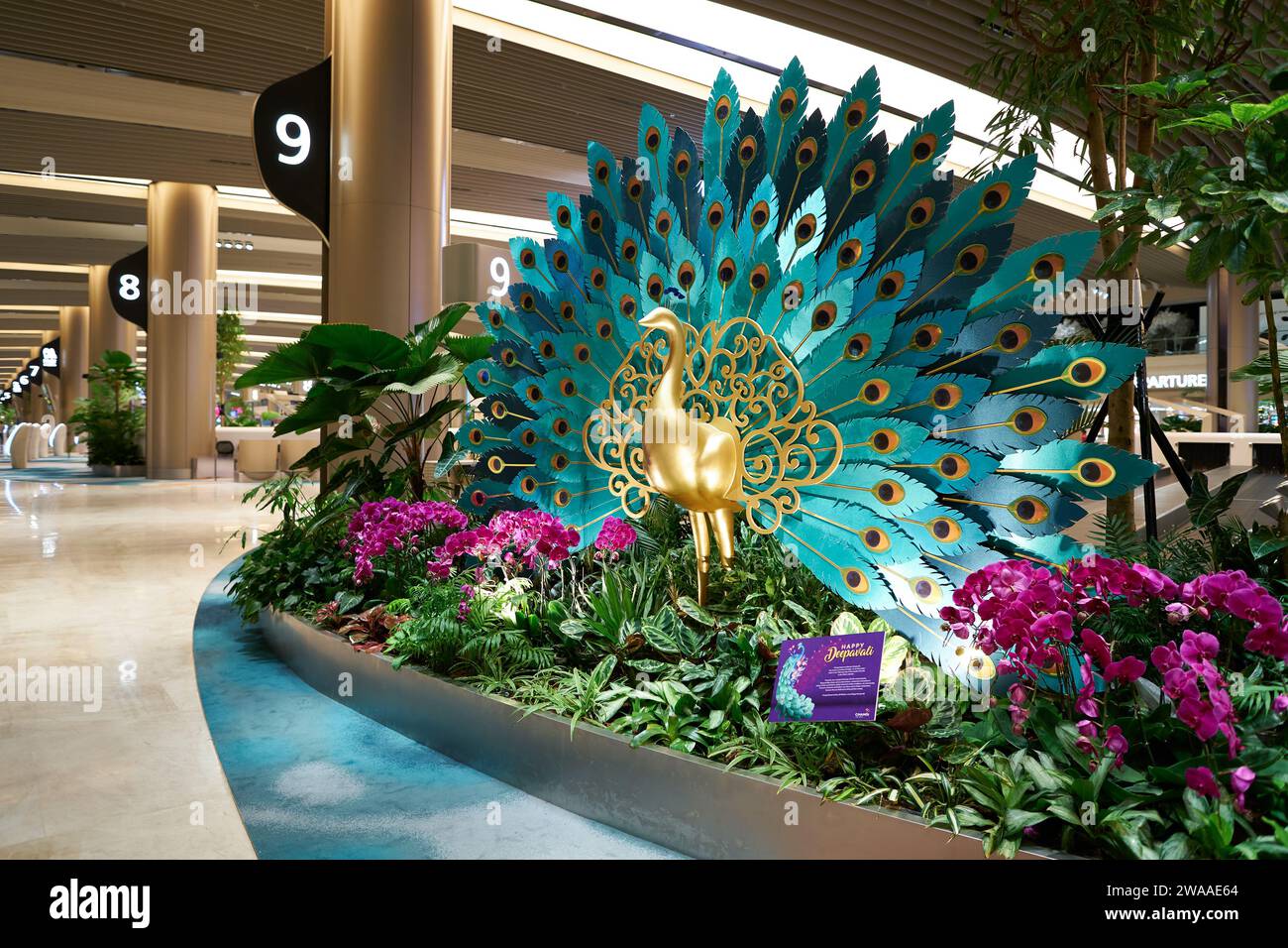 SINGAPORE - NOVEMBER 06, 2023: Deepavali-themed peacock decorations in ...