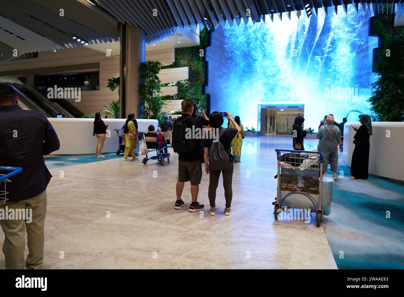 SINGAPORE - NOVEMBER 06, 2023: The Wonderfall in Singapore Changi ...