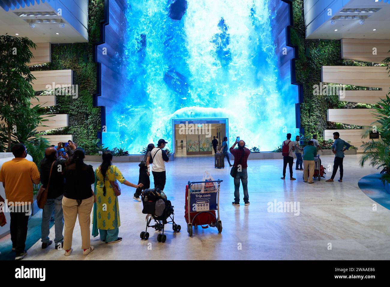 SINGAPORE - NOVEMBER 06, 2023: The Wonderfall in Singapore Changi ...