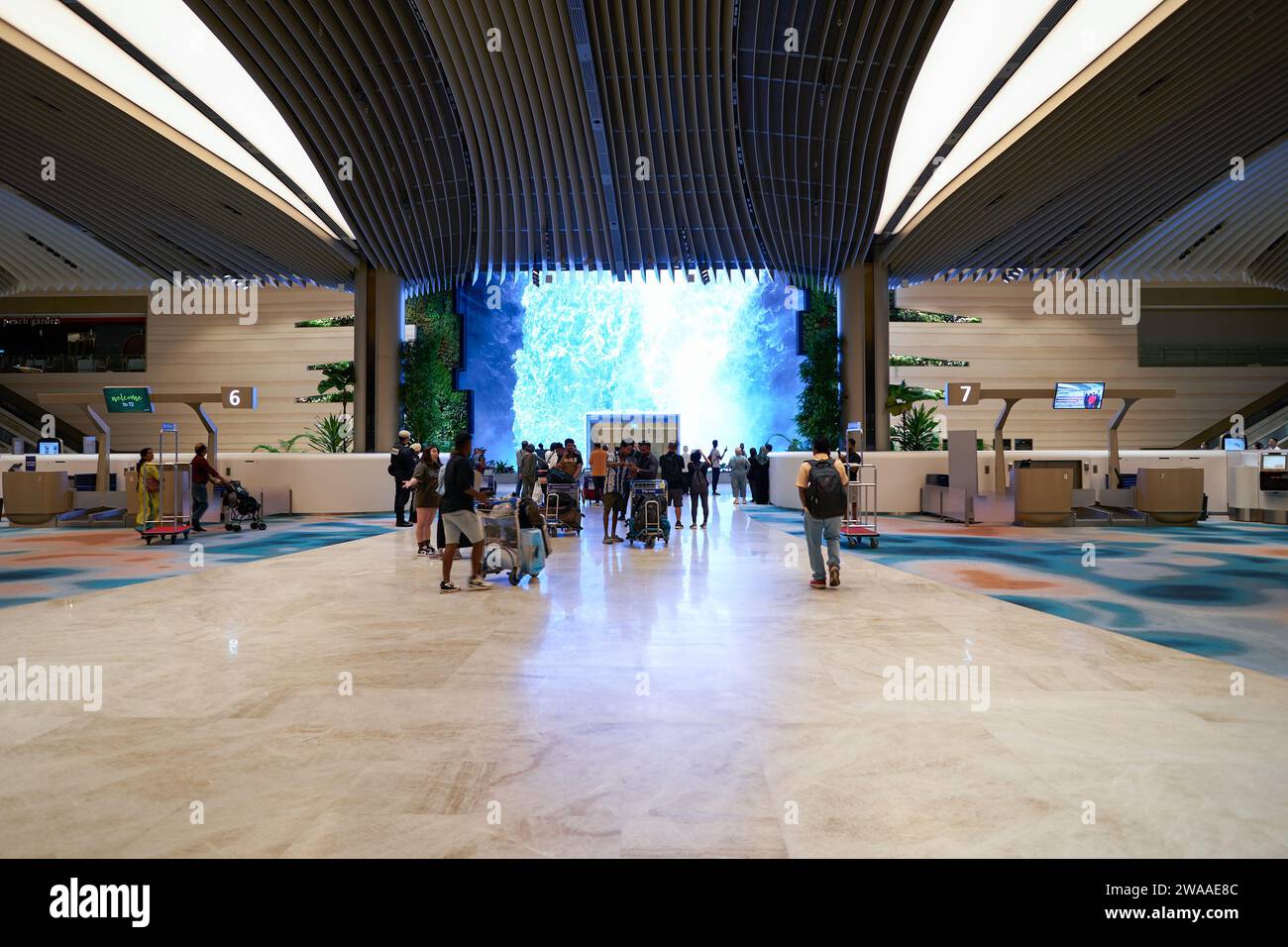 SINGAPORE - NOVEMBER 06, 2023: The Wonderfall in Singapore Changi ...