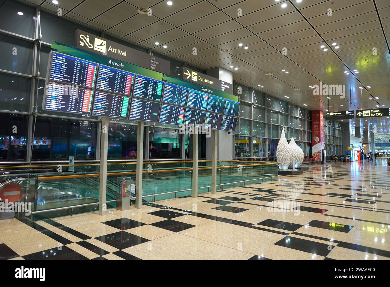 SINGAPORE - NOVEMBER 06, 2023: digital flight information display ...