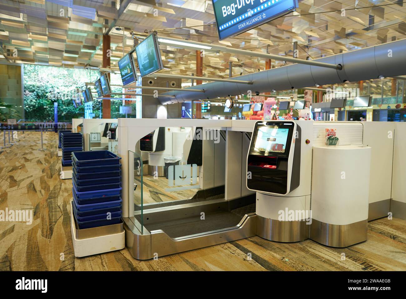 SINGAPORE - NOVEMBER 07, 2023: self-service bag drop in Singapore ...