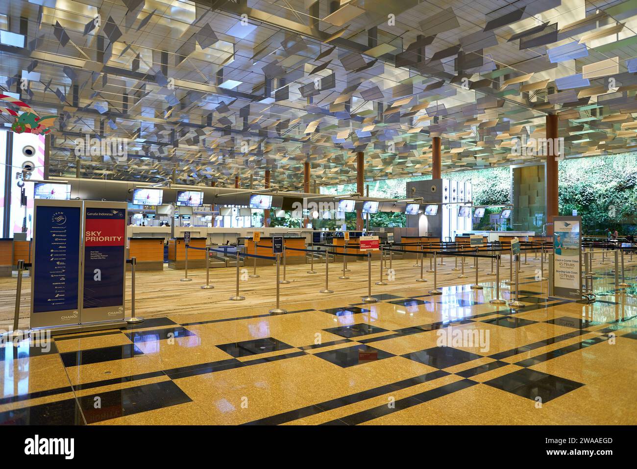 SINGAPORE - NOVEMBER 07, 2023: check-in area in Singapore Changi ...