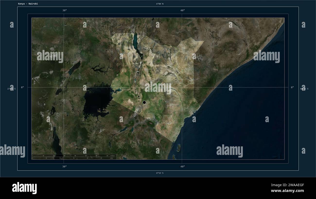 Kenya highlighted on a high resolution satellite map map with the ...