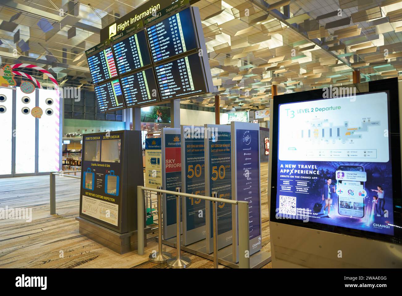 SINGAPORE - NOVEMBER 07, 2023: digital flight information display ...
