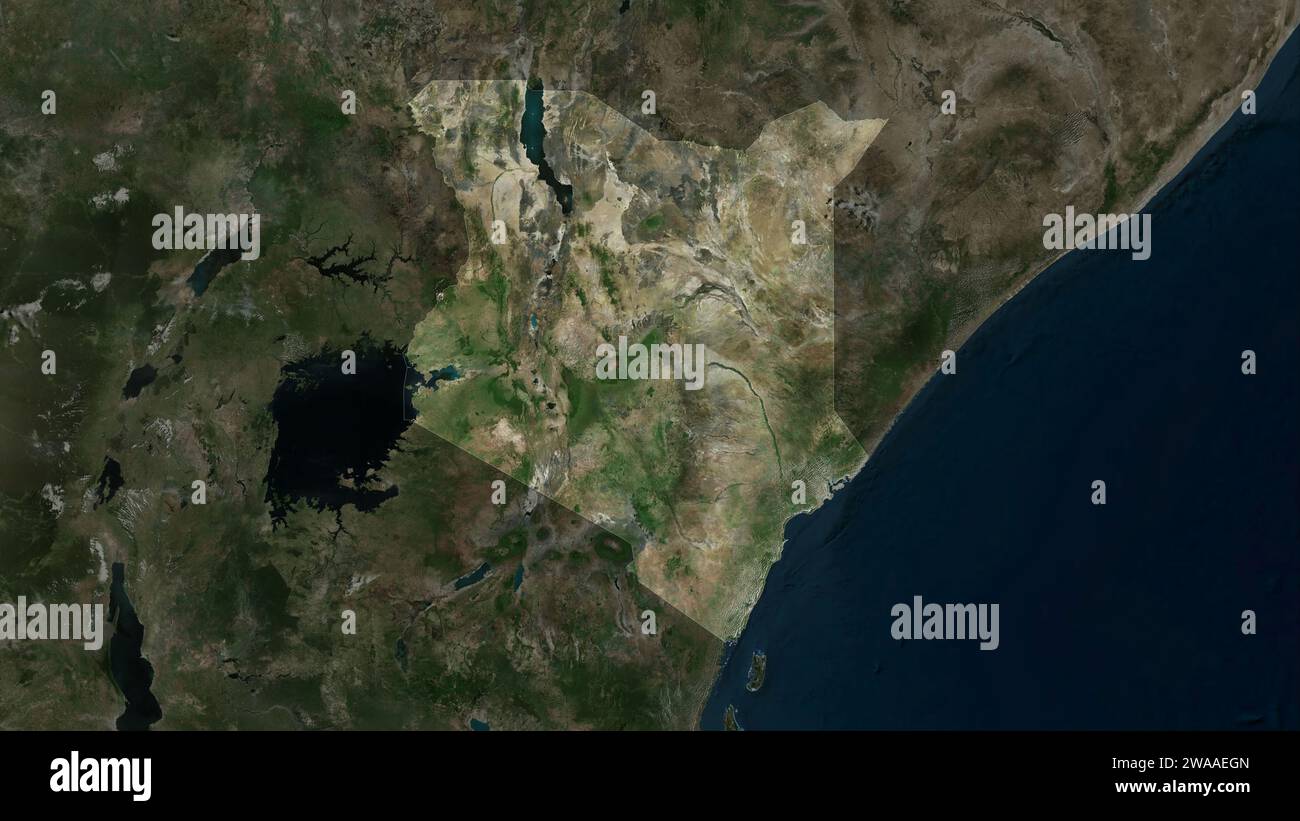 Kenya highlighted on a high resolution satellite map Stock Photo - Alamy