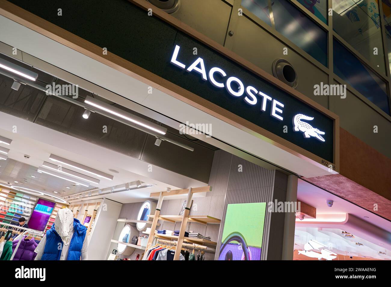 SINGAPORE - NOVEMBER 07, 2023: Lacoste store inside Singapore Changi ...