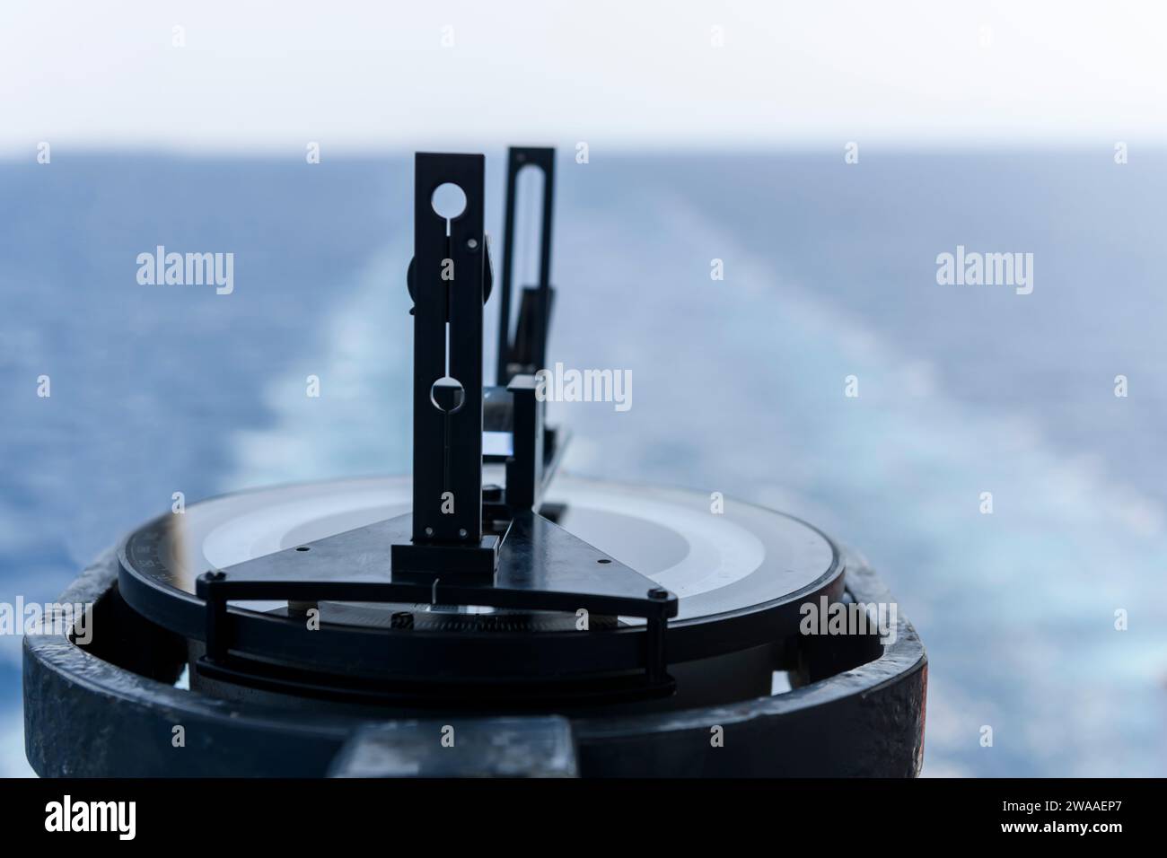 Azimuth ring on gyro compass. Direction finder on the navigational ...