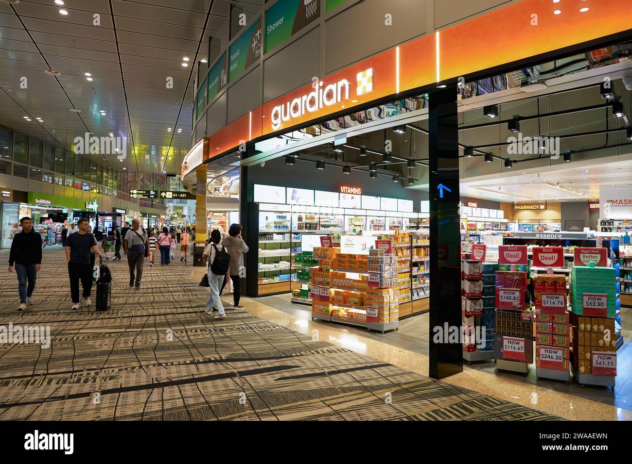 SINGAPORE - NOVEMBER 07, 2023: Guardian shop inside Singapore Changi ...