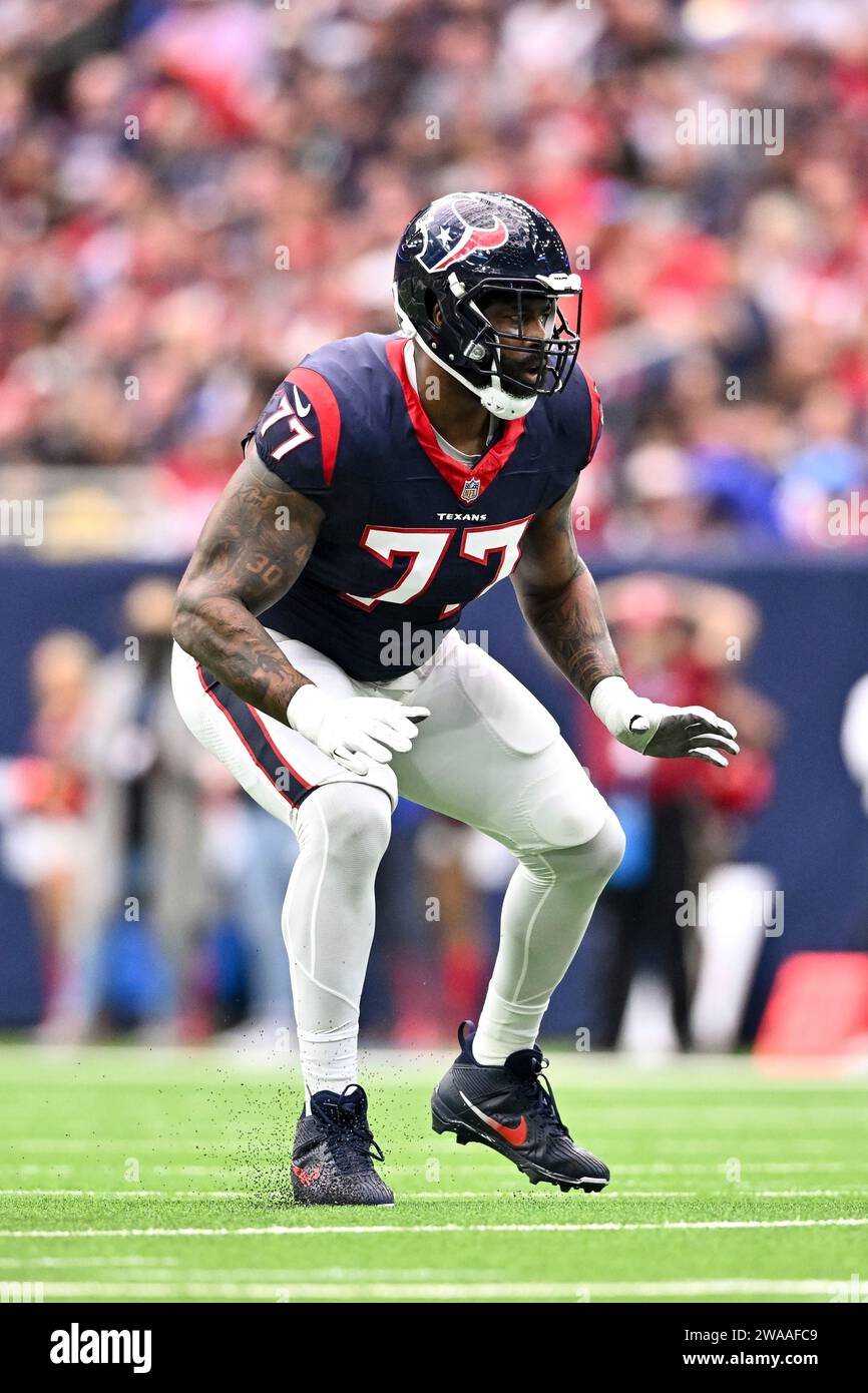 Houston Texans offensive tackle George Fant (77) in action against the ...