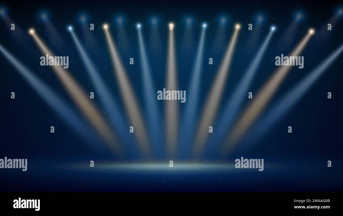 Stage, golden, blue spotlight. Backdrop, background for displaying ...
