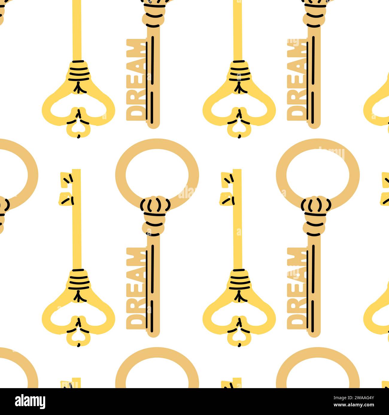 golden keys with word lettering engraved pattern. Vector illustration ...