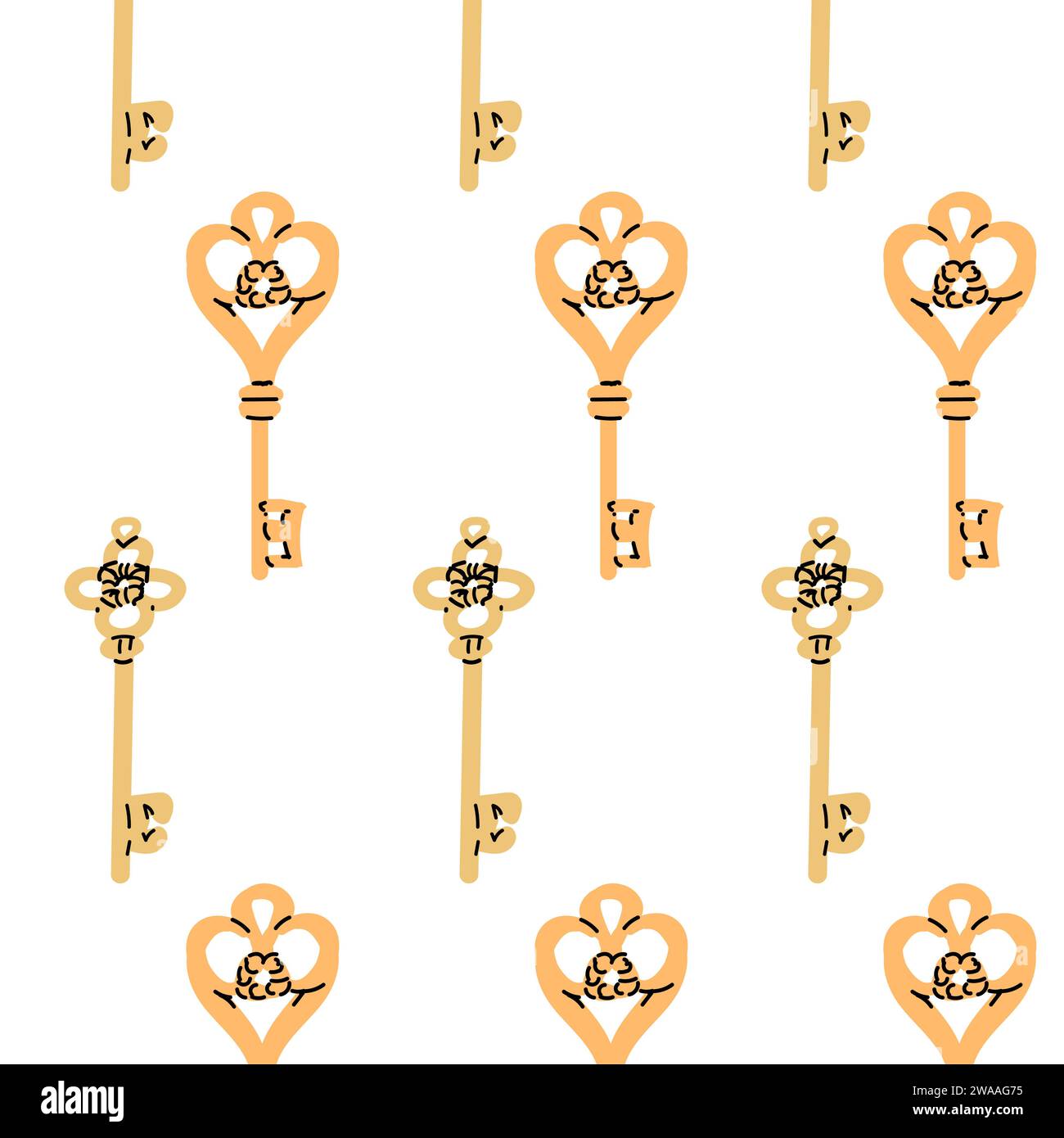 vintage keys seamless pattern. Vector illustration in cartoon style ...