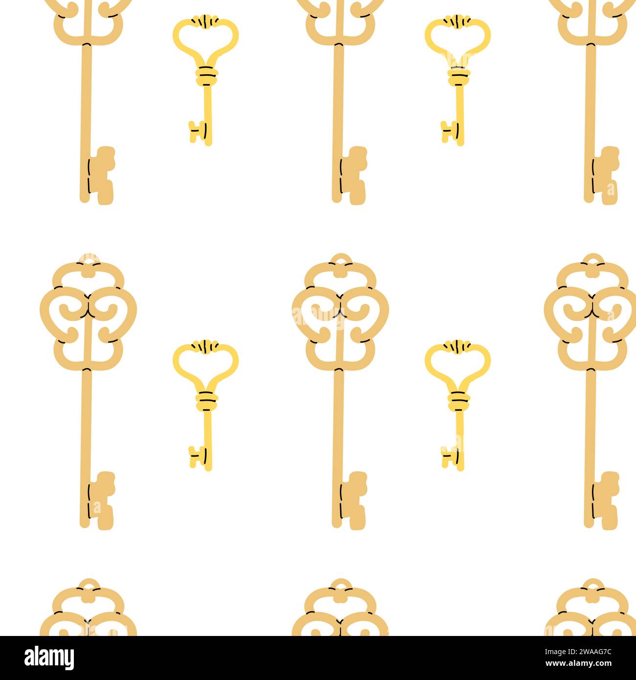 golden vintage keys pattern on white background. Vector illustration ...
