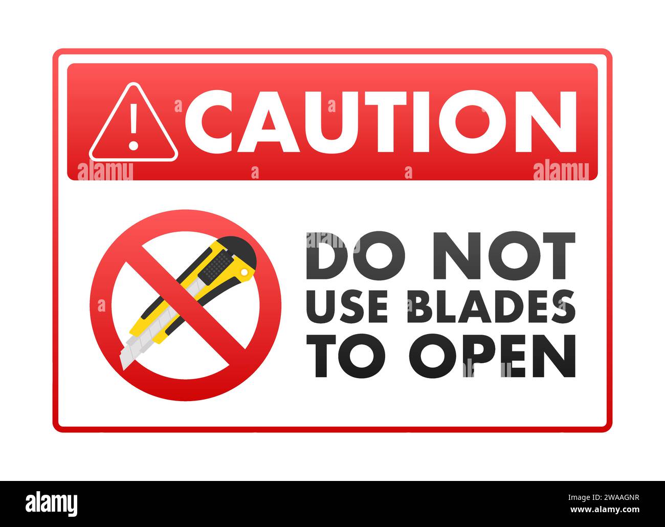 Vector illustration of a caution sign with a message not to use blades ...