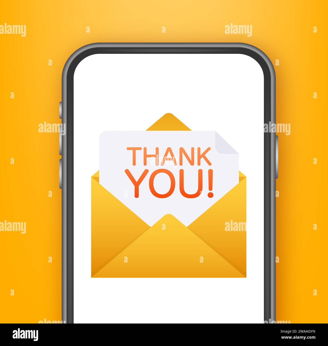 Thank You Message on Mobile Phone Screen Vector Illustration - A modern ...