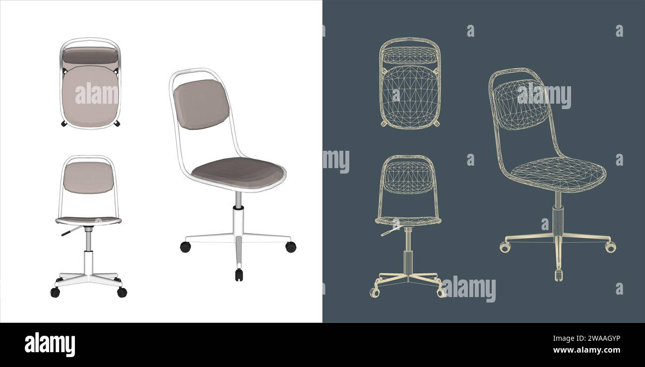 Set of chair wireframe vector concept blueprint for office and meeting ...