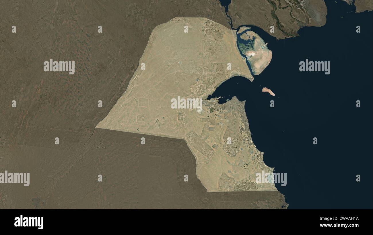 Kuwait highlighted on a high resolution satellite map Stock Photo - Alamy