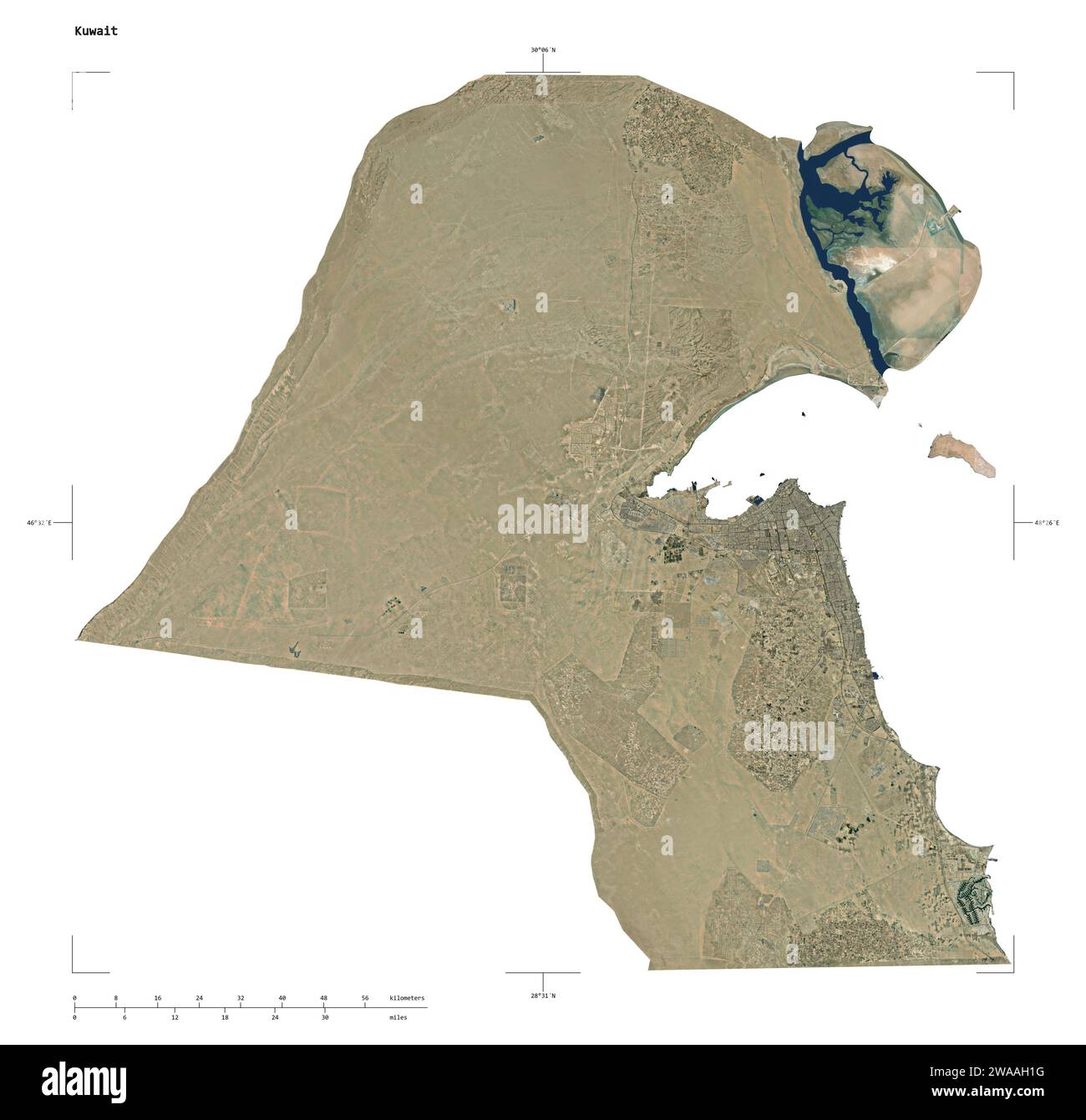 Kuwait map satellite geography Cut Out Stock Images & Pictures - Alamy