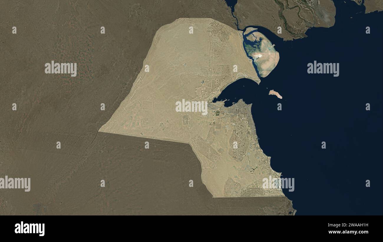 Kuwait highlighted on a low resolution satellite map Stock Photo - Alamy