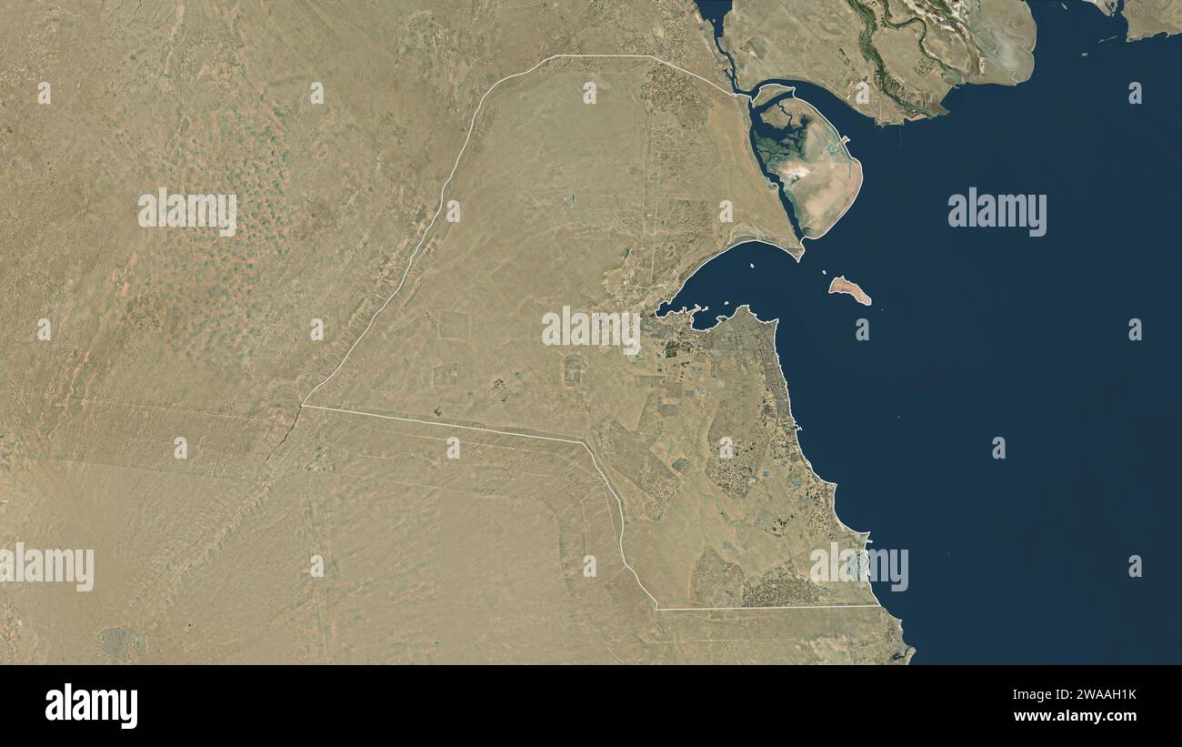 Kuwait outlined on a high resolution satellite map Stock Photo - Alamy