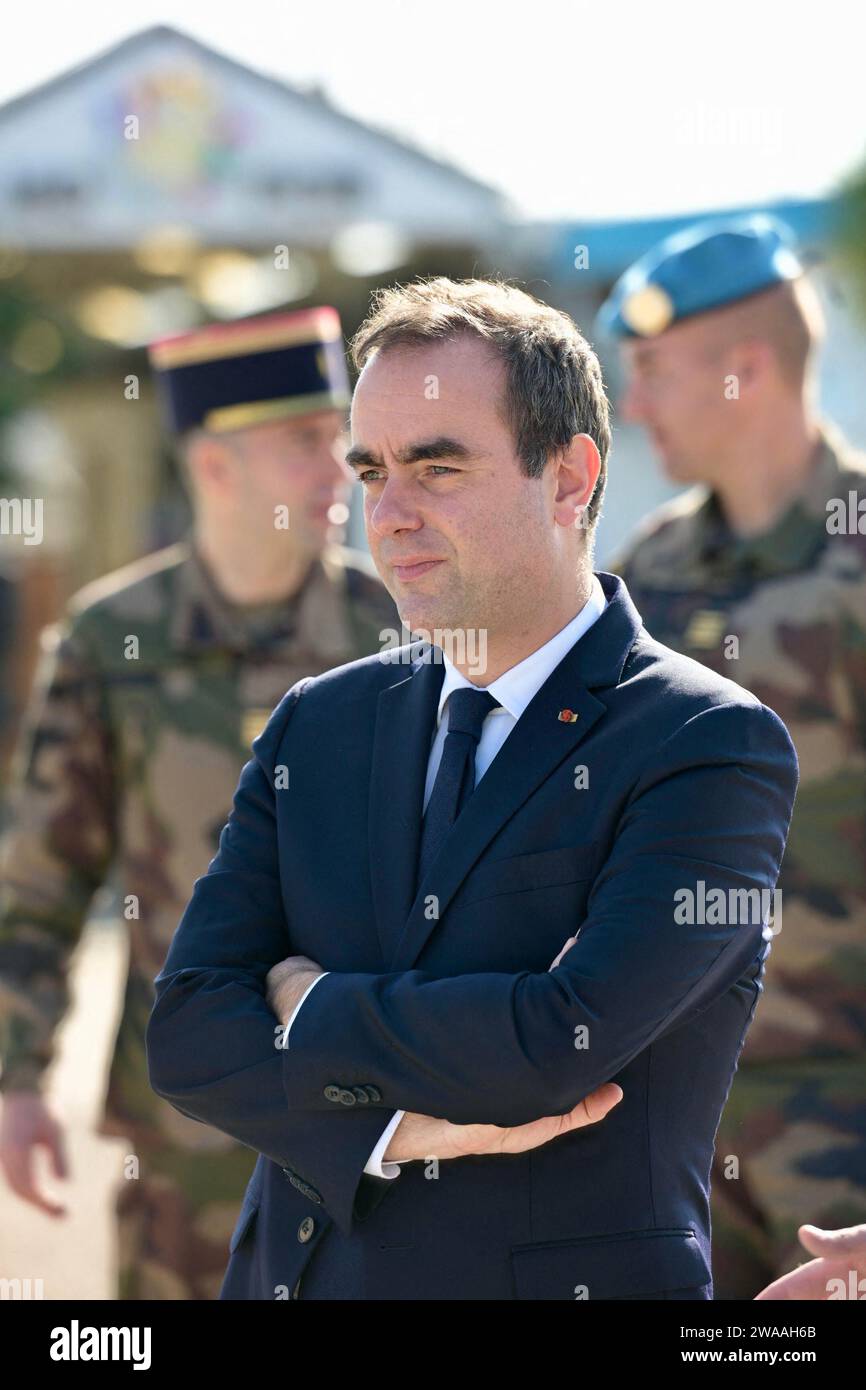 Lebanon. 01st Jan, 2024. French army minister Sebastien Lecornu visits ...