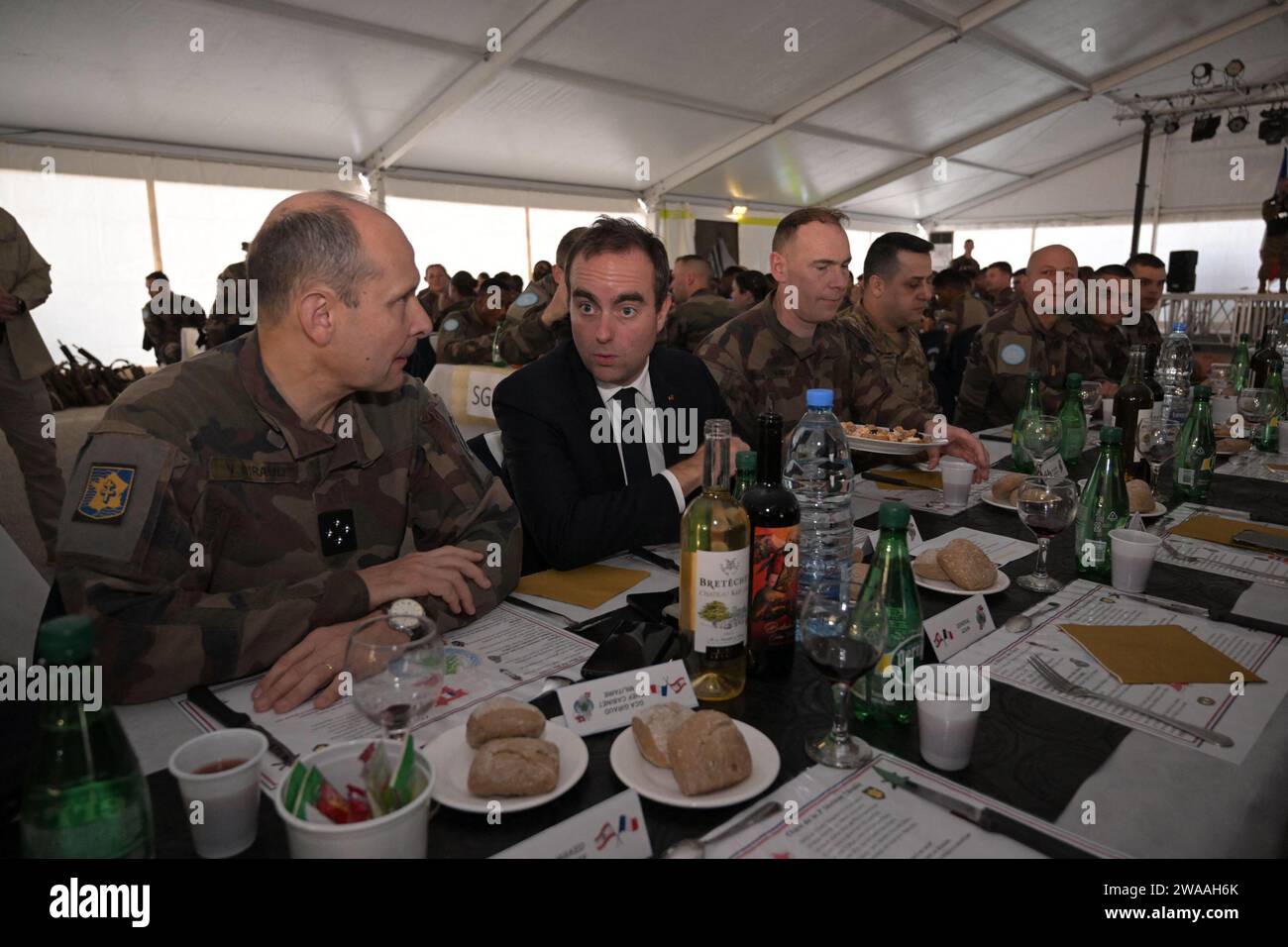Lebanon. 01st Jan, 2024. French army minister Sebastien Lecornu visits ...