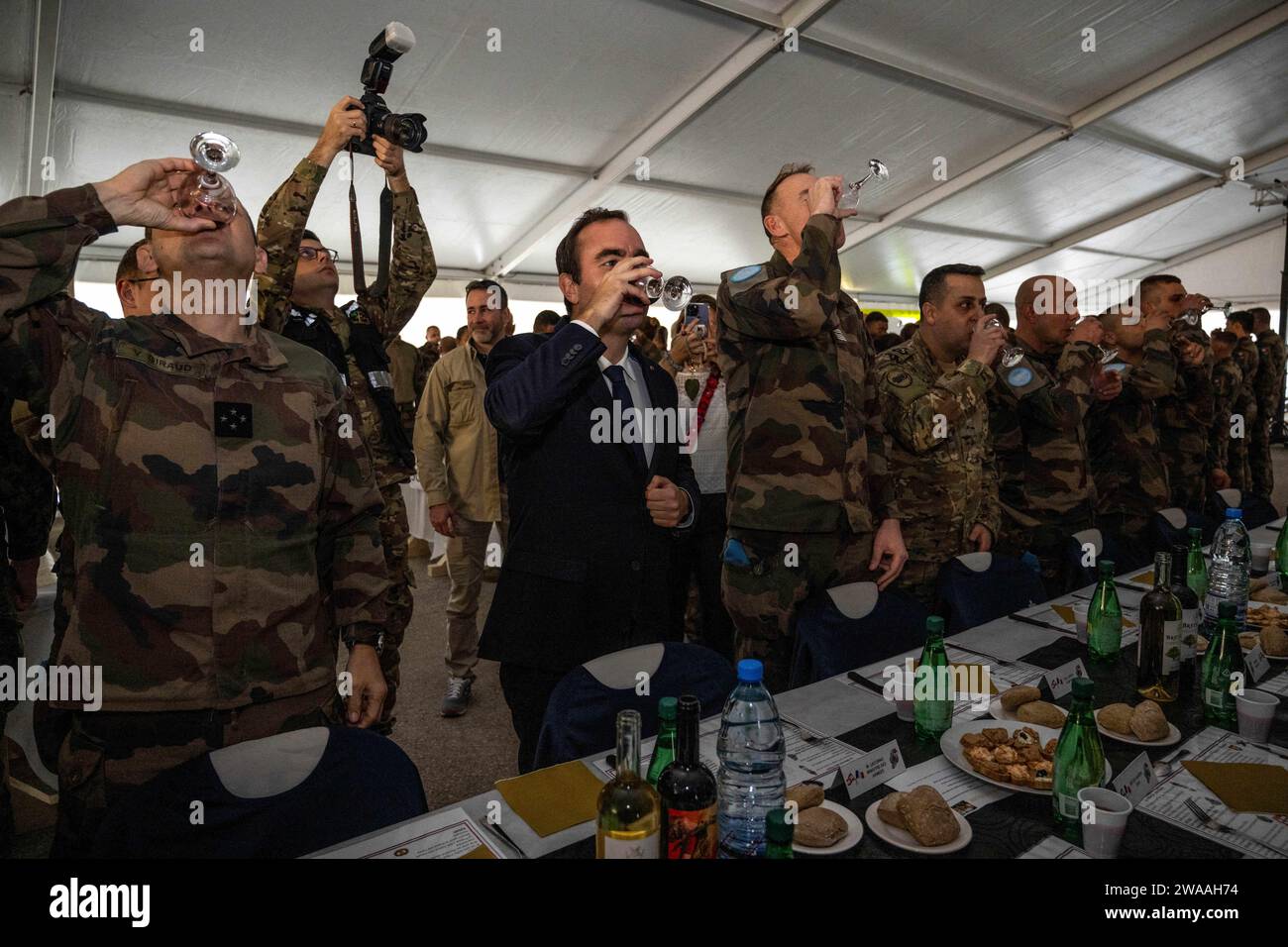 Deir Kifa, Lebanon. 01st Jan, 2024. French army minister Sebastien ...