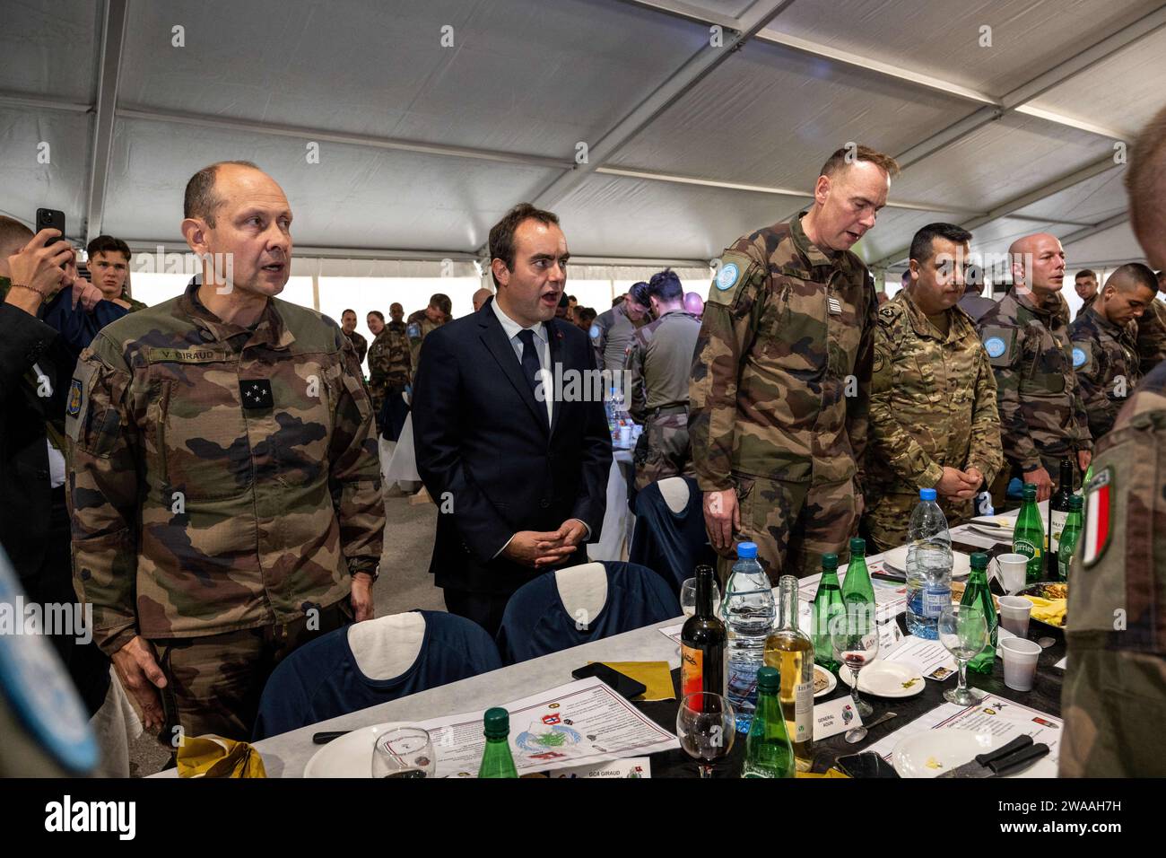 Deir Kifa, Lebanon. 01st Jan, 2024. French army minister Sebastien ...