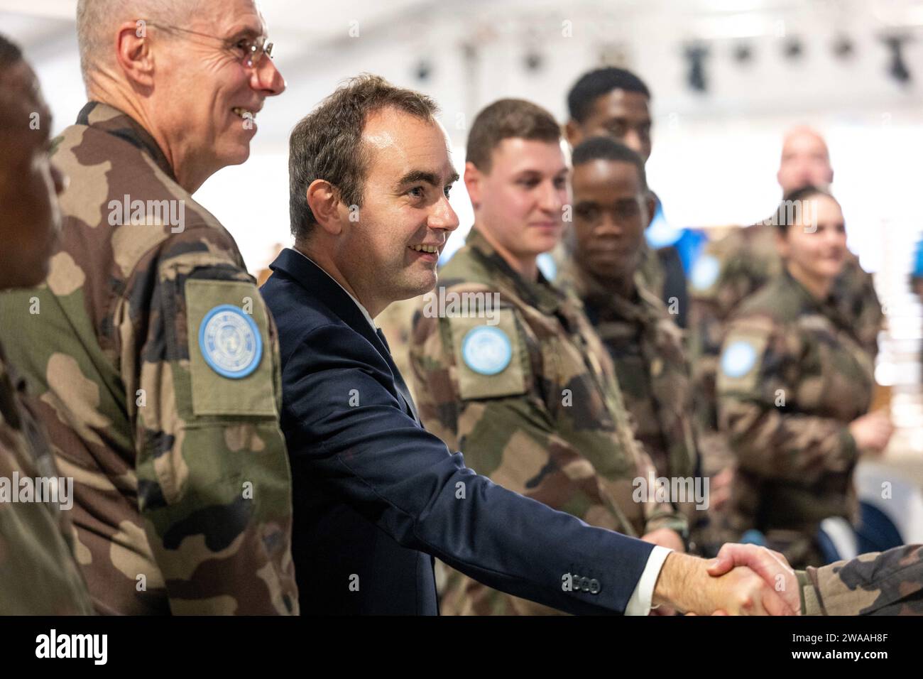 Deir Kifa, Lebanon. 01st Jan, 2024. French army minister Sebastien ...