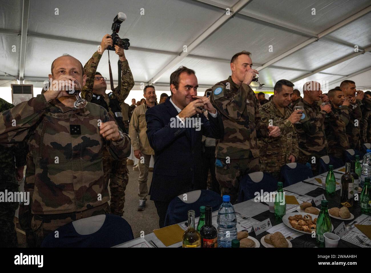 Lebanon. 01st Jan, 2024. French army minister Sebastien Lecornu visits ...