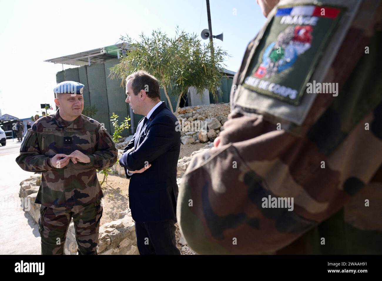 Lebanon. 01st Jan, 2024. French army minister Sebastien Lecornu visits ...