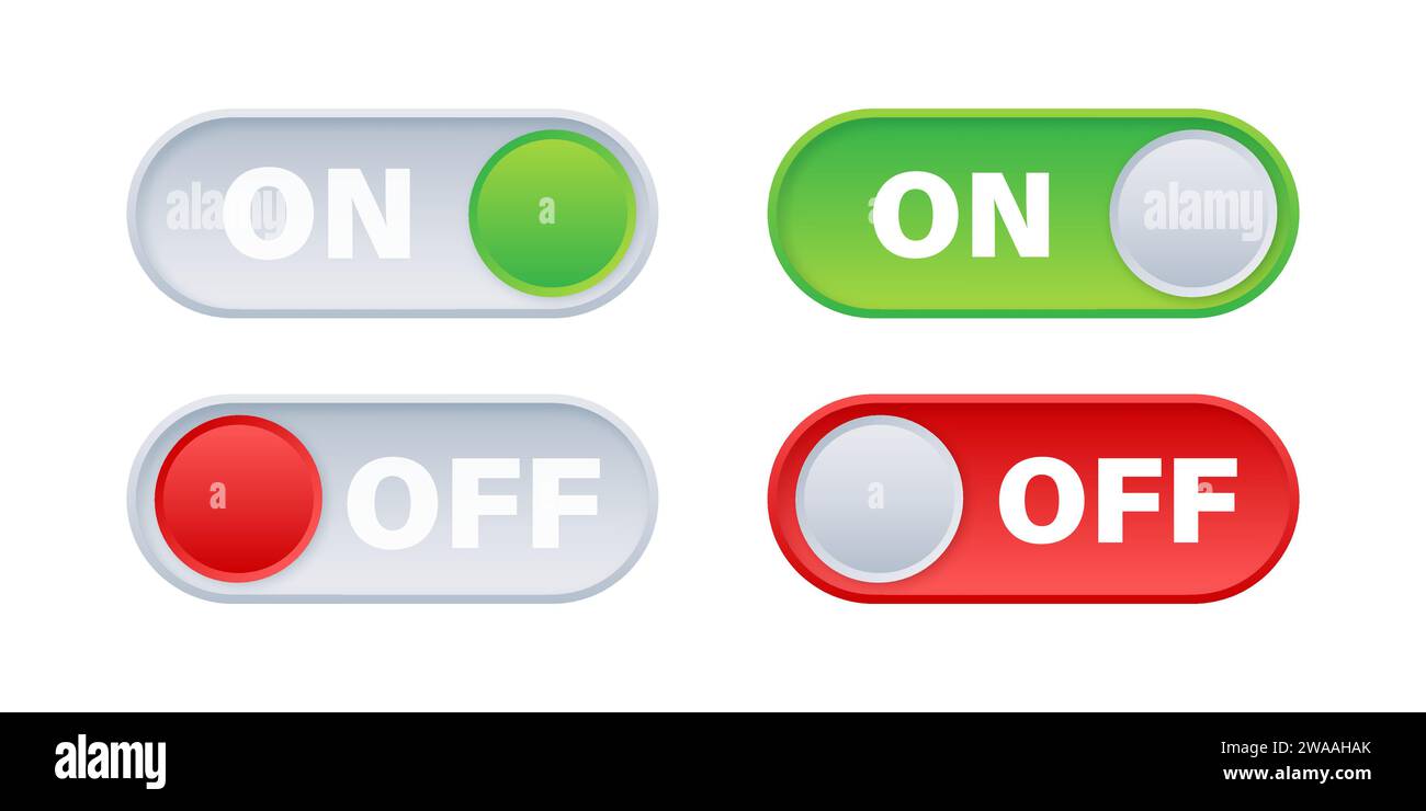 Vector Illustration of On and Off Toggle Switch Buttons in Green and ...