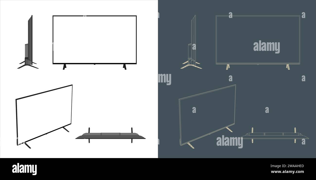Computer monitor led wire frame blueprint concept for gaming and ...
