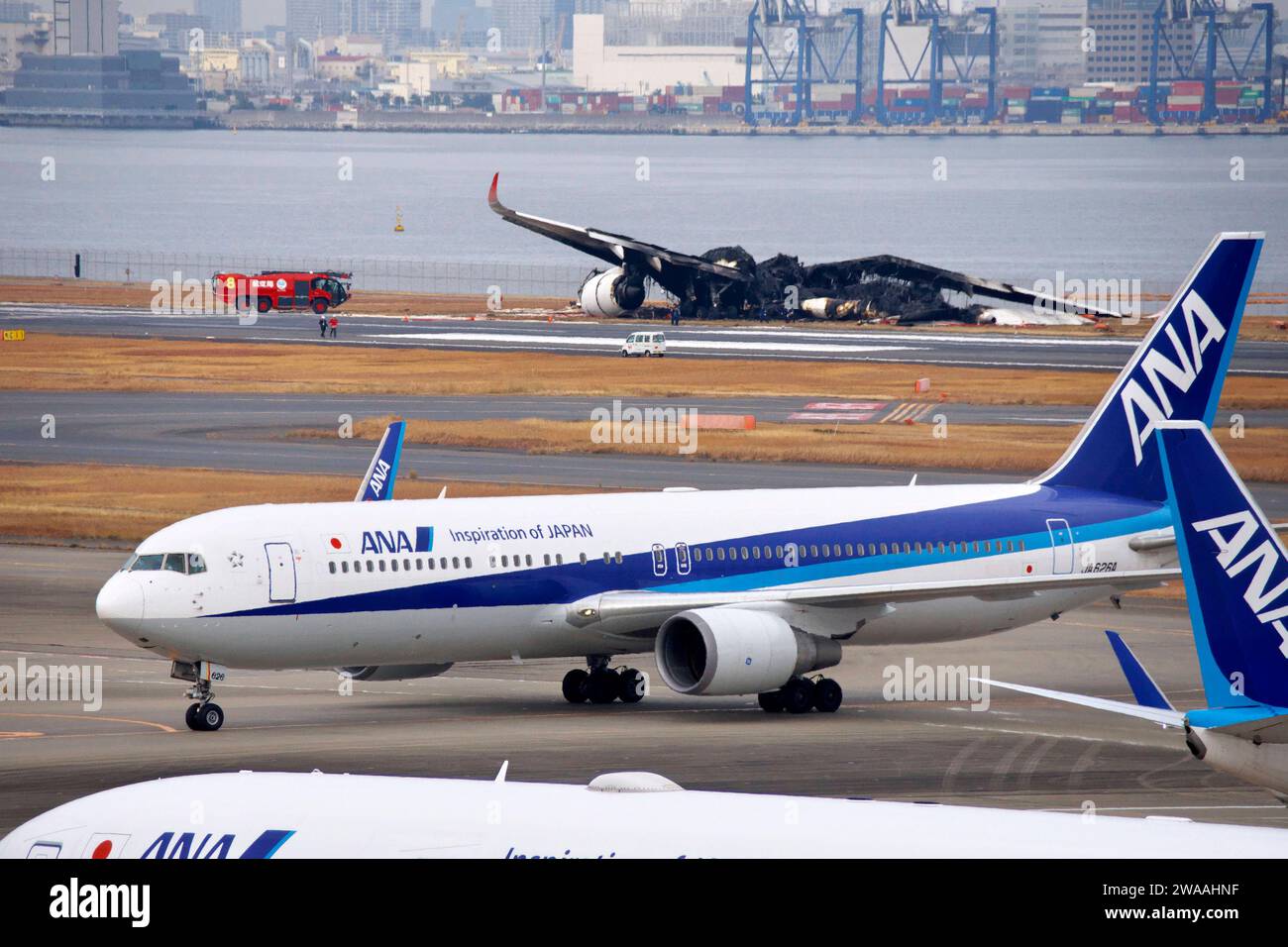 Beim Zusammenstoß eines Airbus A350 von Japan Airlines und einer ...
