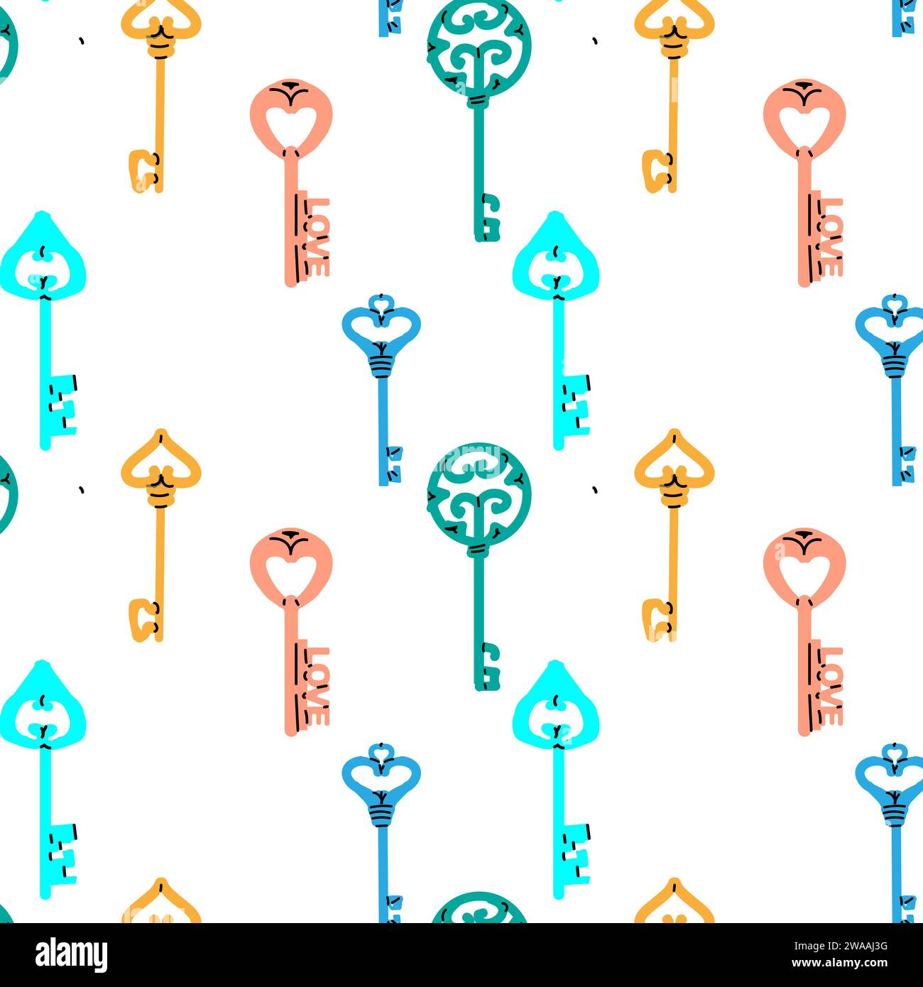 Seamless Pattern retro and modern Key vector illustration. Vector ...