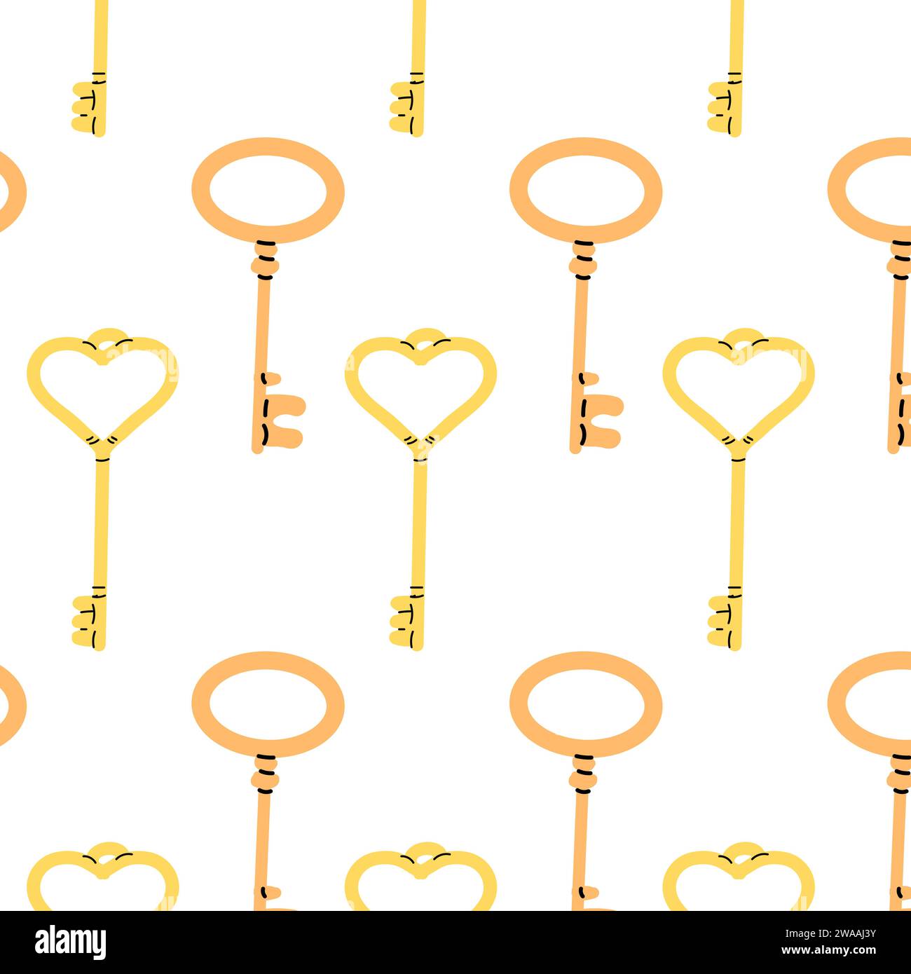 Retro antique keys seamless pattern. Vector illustration of keys with ...