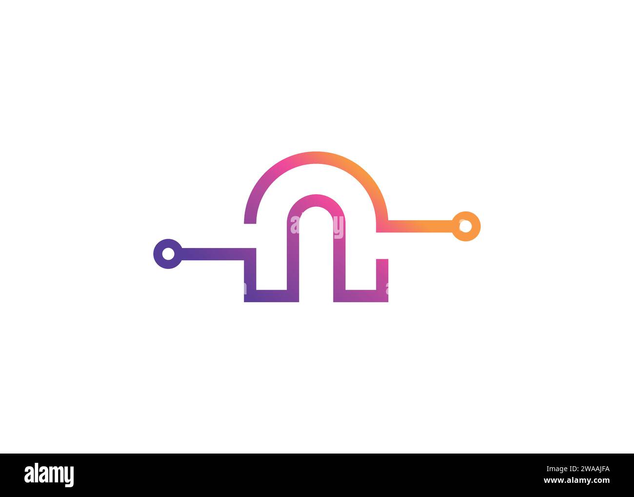 Letter N Technology vector monogram logo design template. Letter N ...