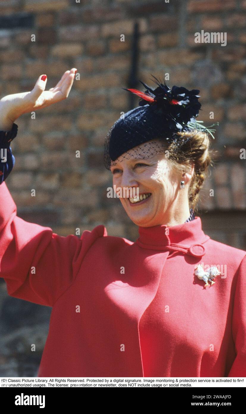 Queen Margrethe II of Denmark. Pictured during a state visit to Sweden ...