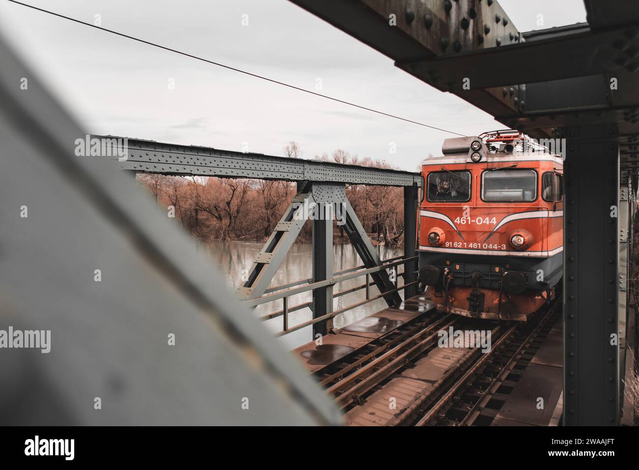 Train on the bridge Stock Photo - Alamy