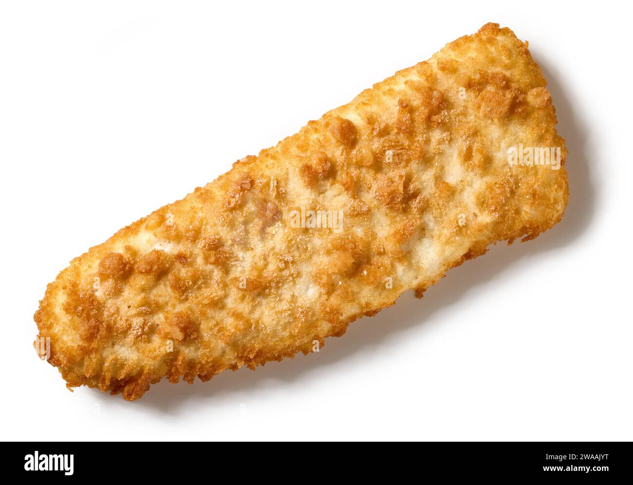 fried breaded fish fillet isolated on white background, top view Stock ...