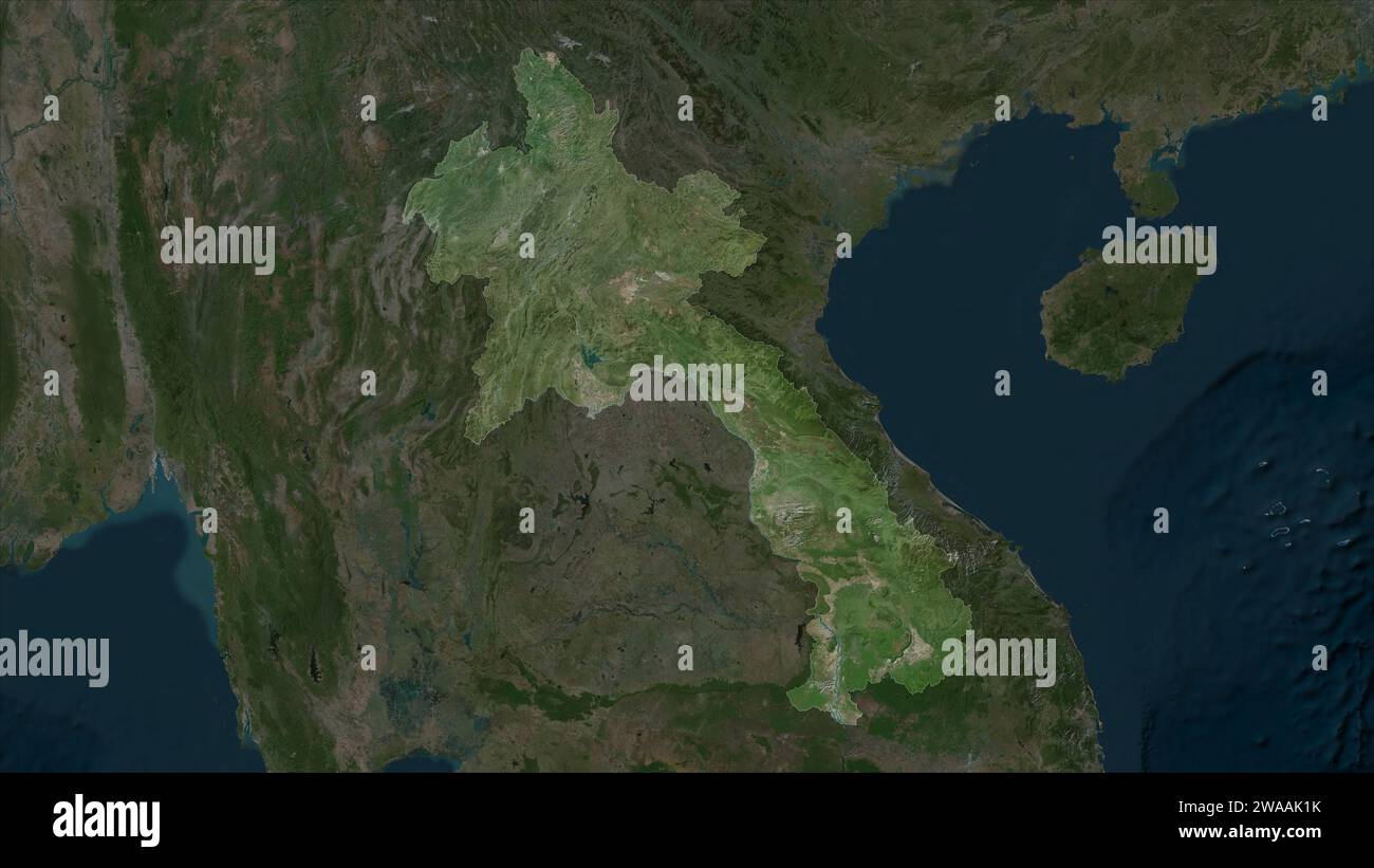 Laos highlighted on a high resolution satellite map Stock Photo - Alamy