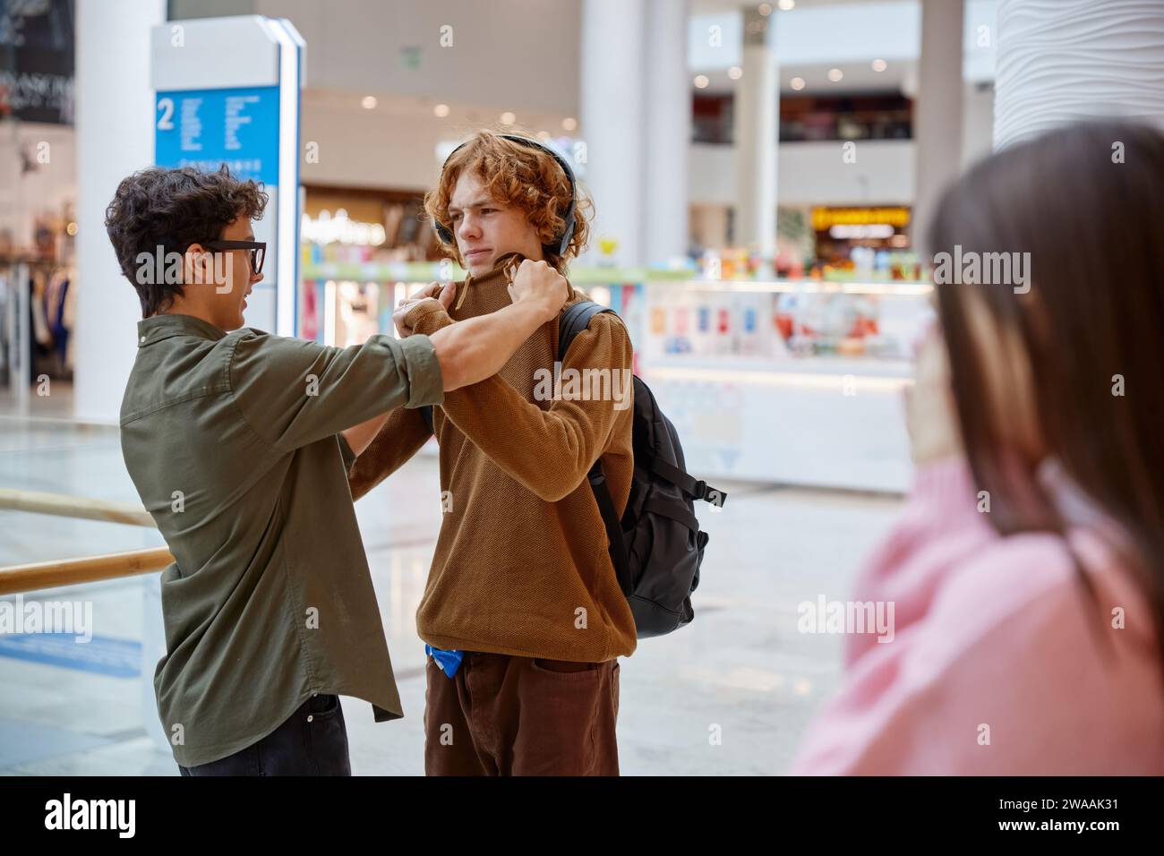 Teenage boy attacking girl hi-res stock photography and images - Alamy
