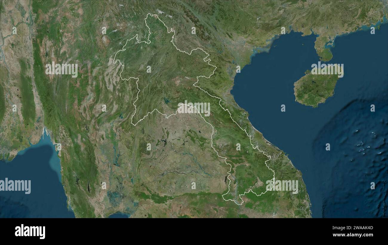 Laos outlined on a high resolution satellite map Stock Photo - Alamy