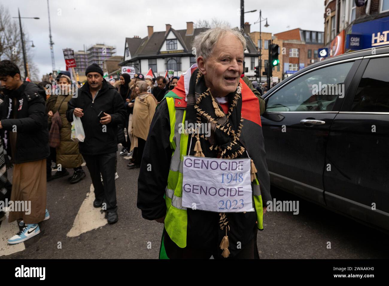Anti Gaza War protest outside Southall Town Hall later moving along the ...