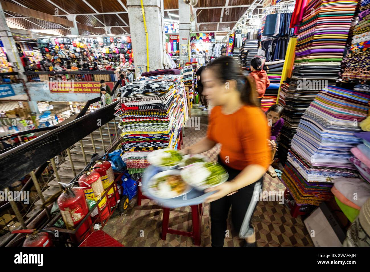 Inside of the old market hall of Hue in Vietnam Stock Photo - Alamy