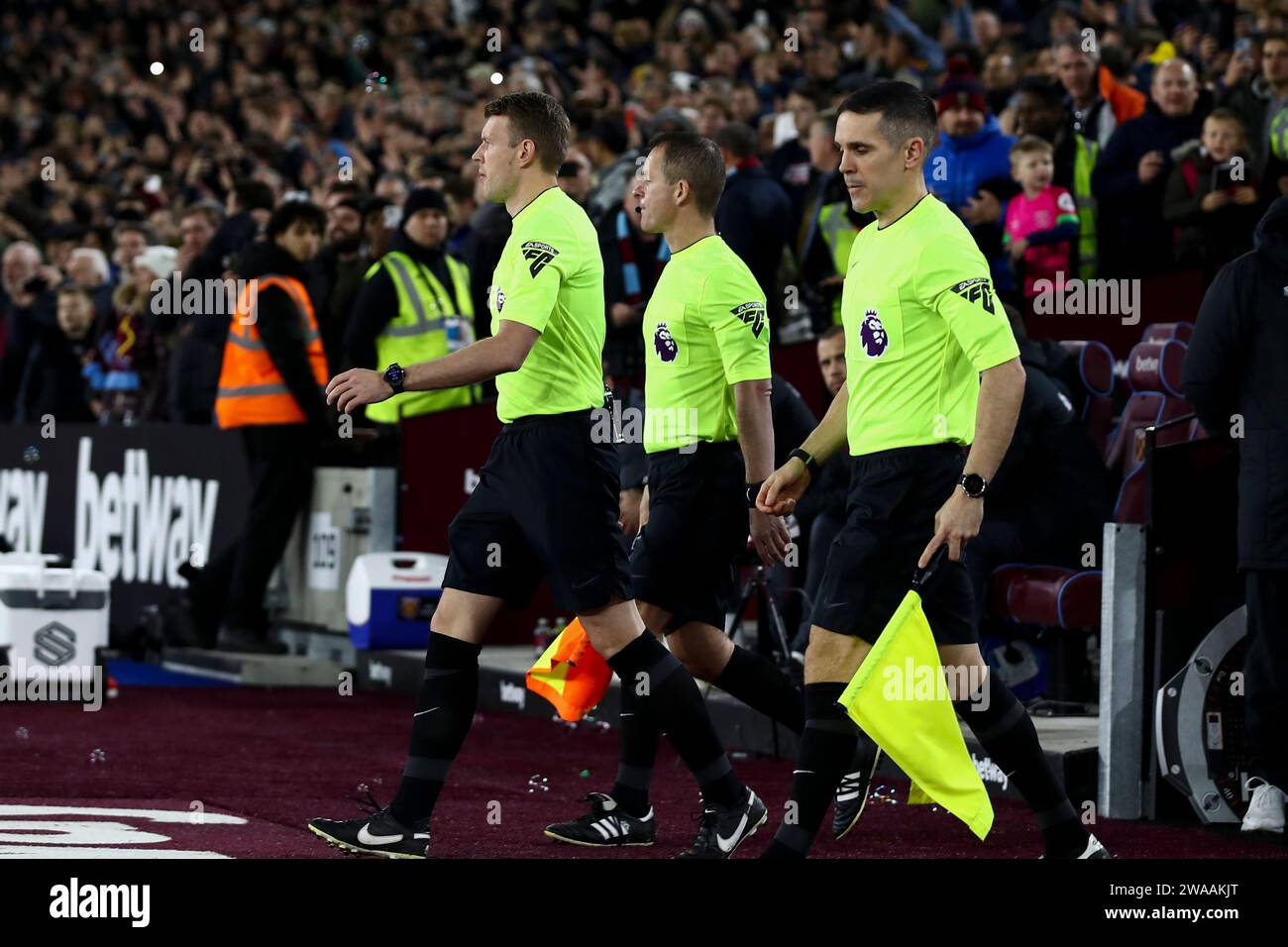 London Stadium, Stratford on Tuesday 2nd January 2024. Match referee ...